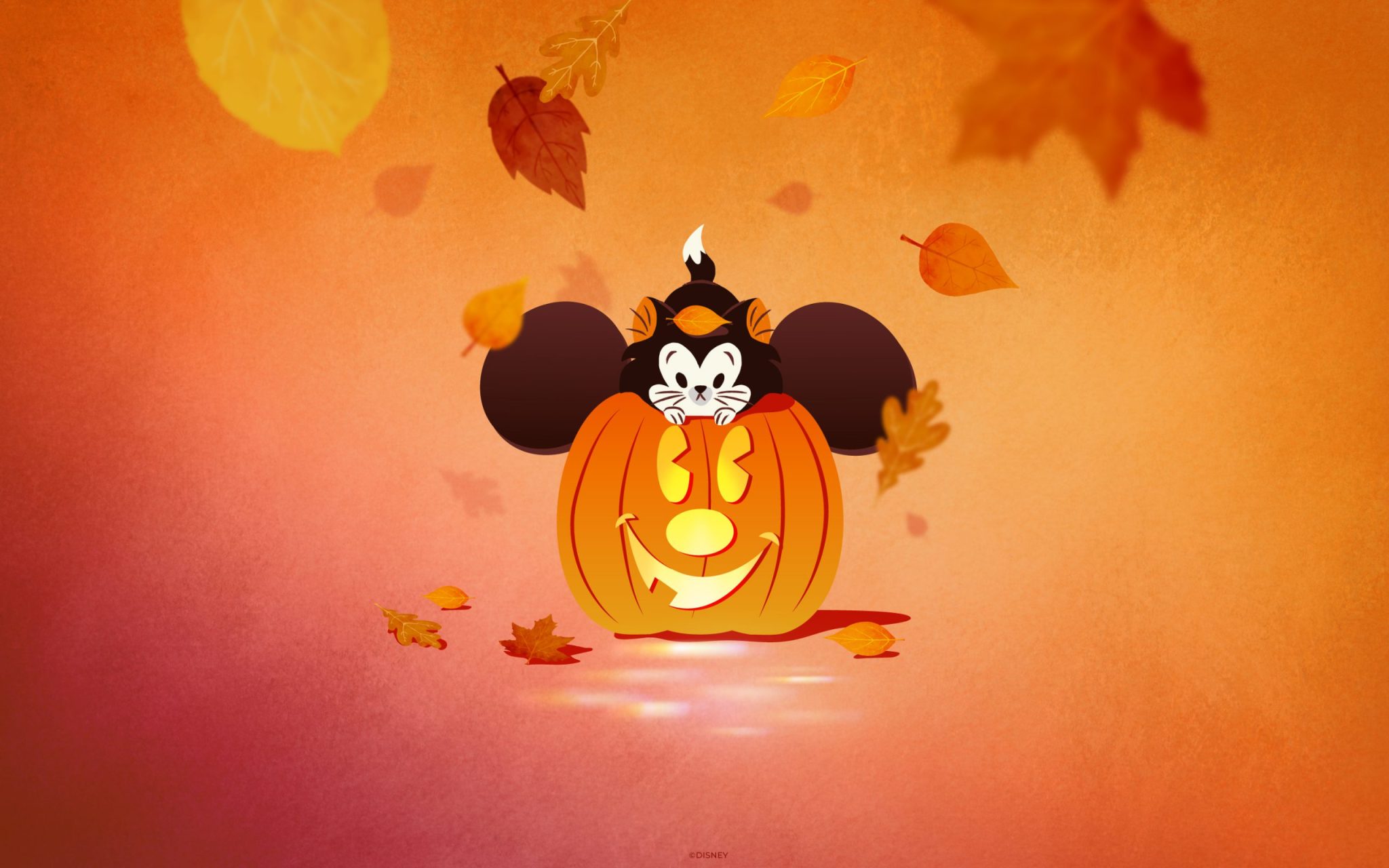 3 Disney Fall Wallpapers Featuring Mickey Pumpkins, Figaro, Olaf, Goofy ...