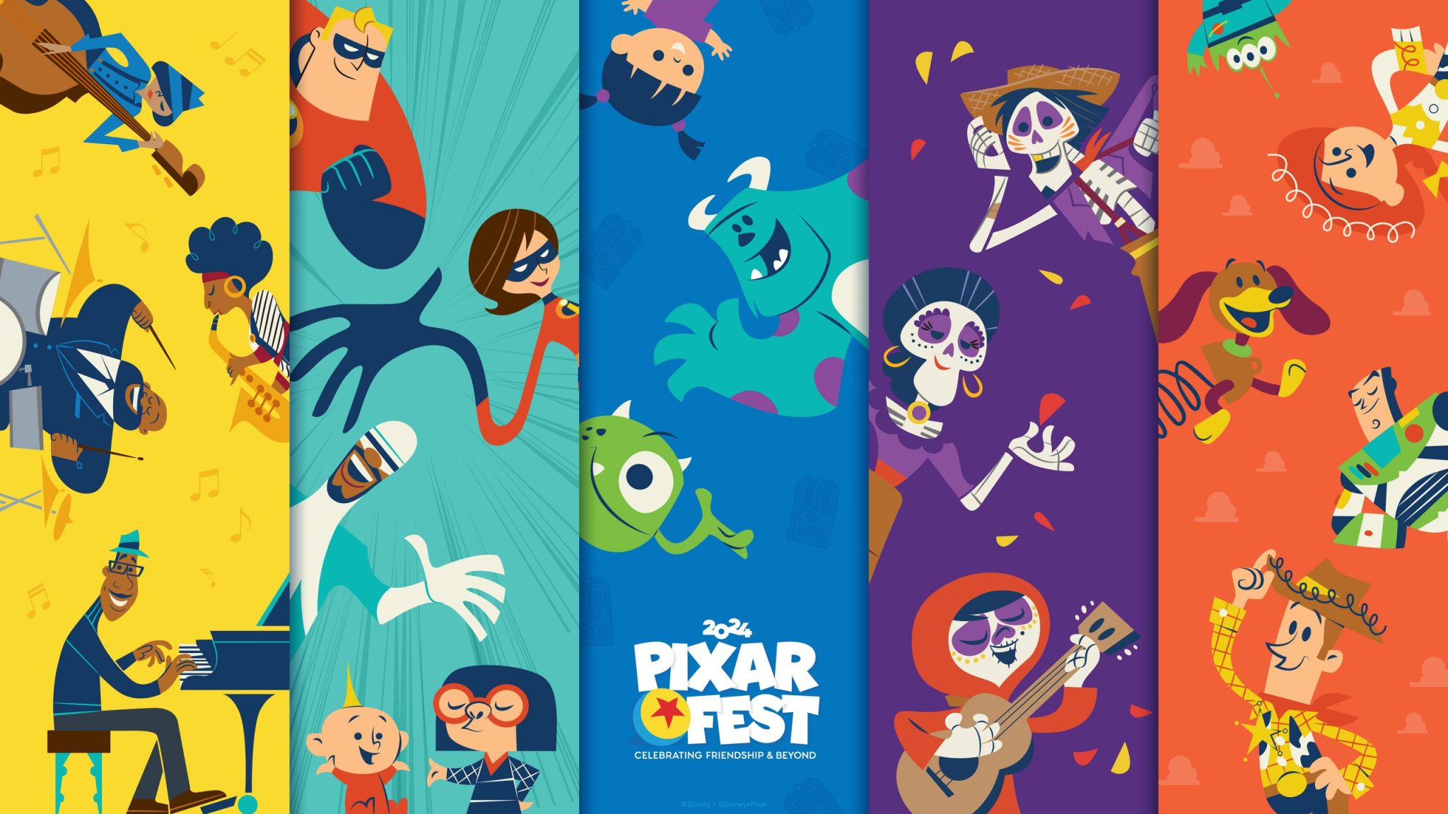 5 Stunning Pixar Fest Wallpapers with Favorite Pixar Characters